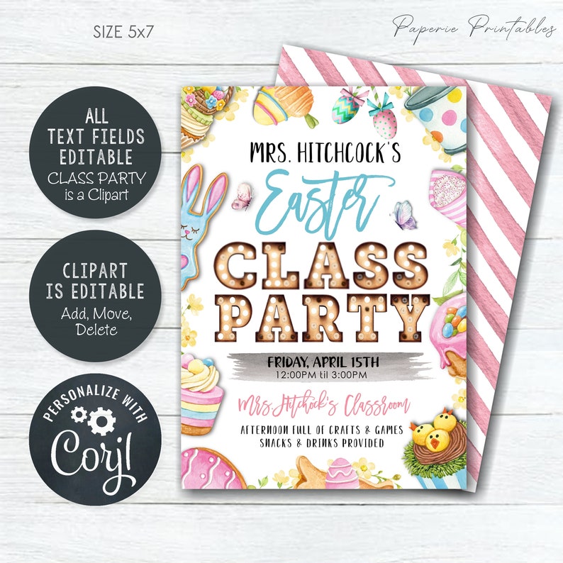 EDITABLE Easter Class Party Invitation Easter School Party - Etsy