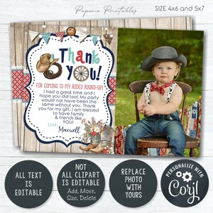 Editable Cowboy Birthday Thank You Card: Western Theme (DIY With Corjl ...