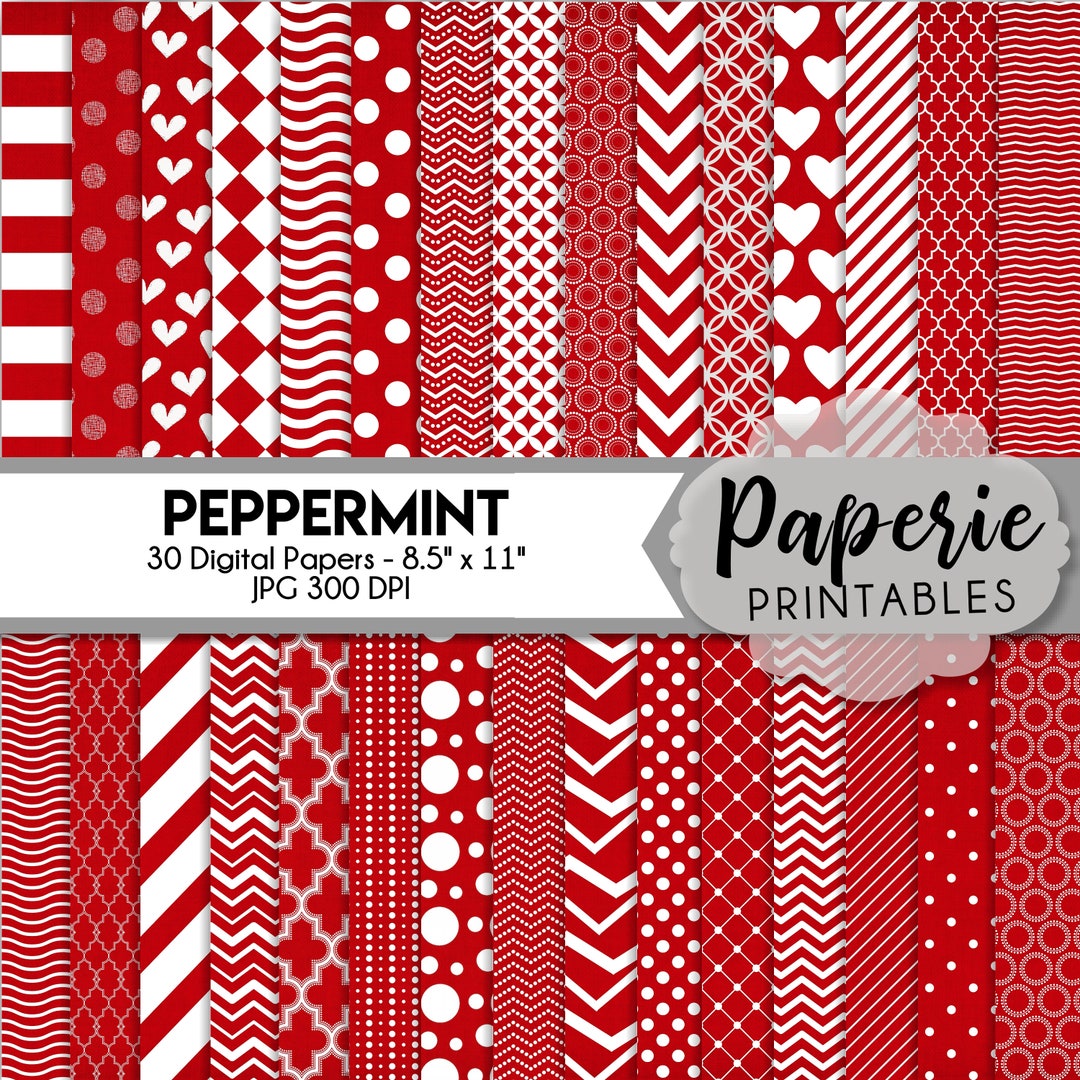 Red & White Pattern Digital Paper - 8.5"x11" Digital Scrapbooking Paper ...