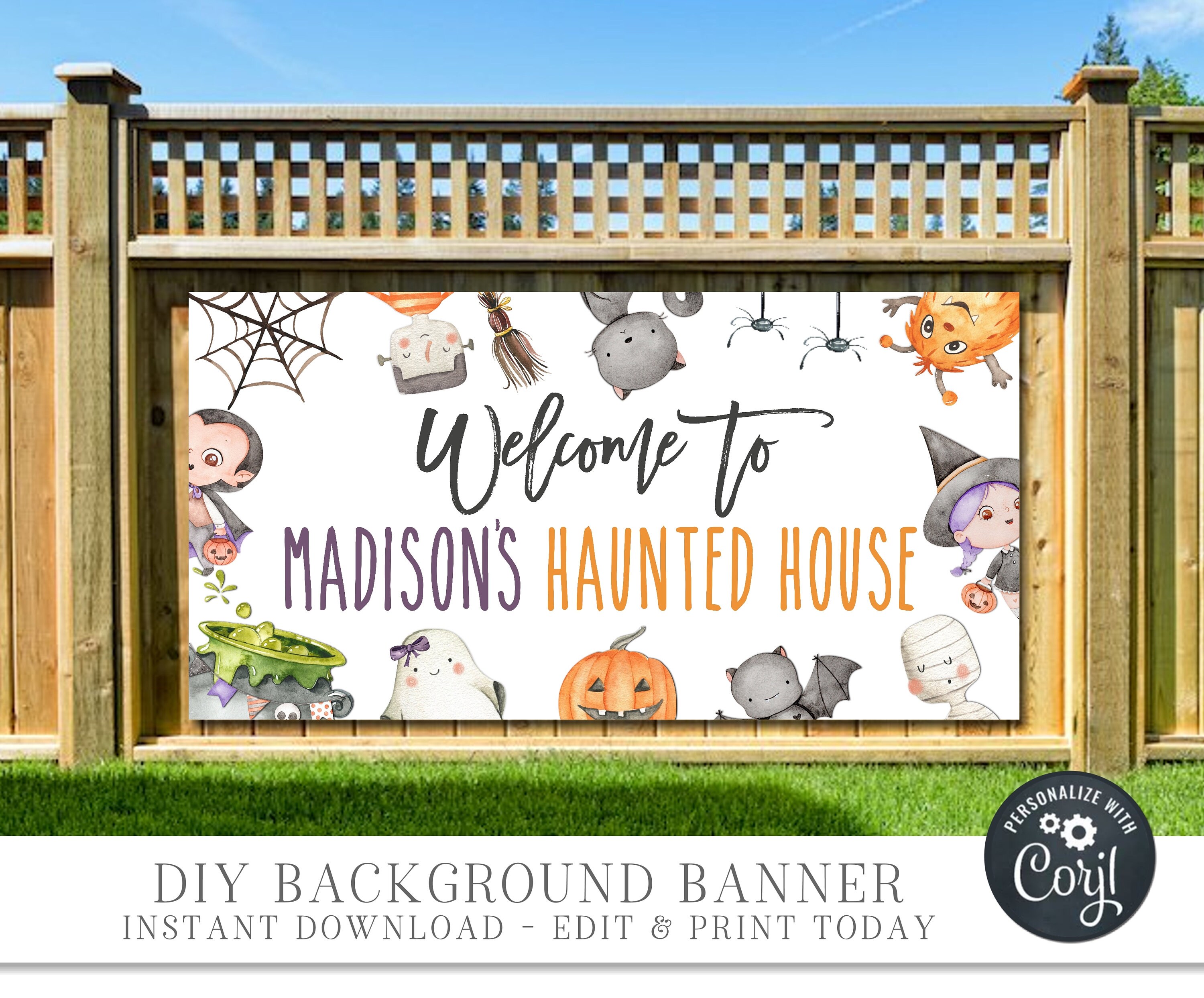 EDITABLE Halloween Birthday Decorations Halloween Backdrop - Etsy