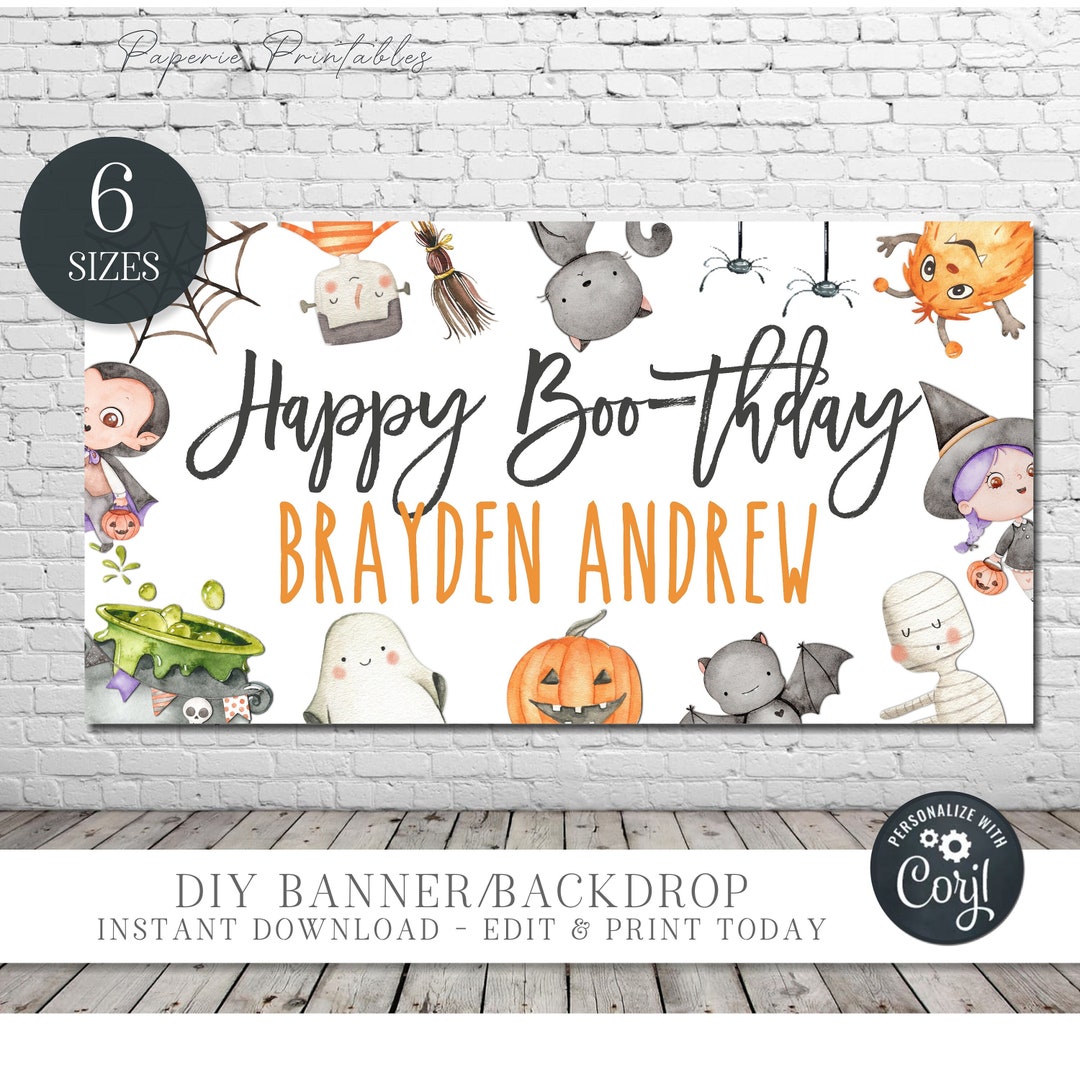 EDITABLE Halloween Birthday Decorations, Halloween Backdrop, Halloween ...