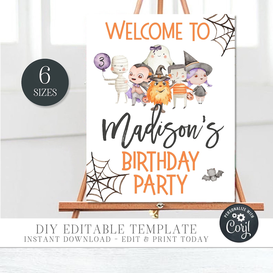 Editable Halloween Birthday Party Welcome Sign (digital Download) - Etsy