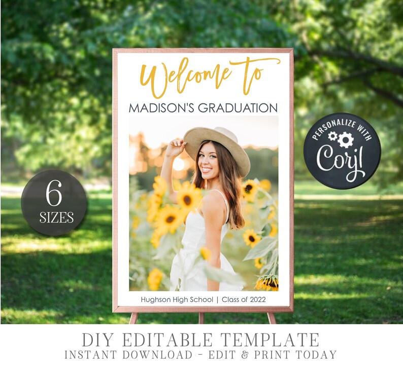 EDITABLE Graduation Welcome Sign Graduation Photo Sign - Etsy