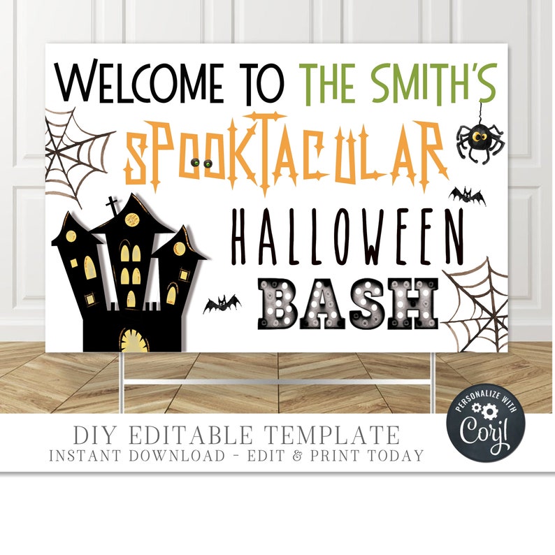 Editable Halloween Party Welcome Sign: Spooktacular Decor (DIY Digital ...