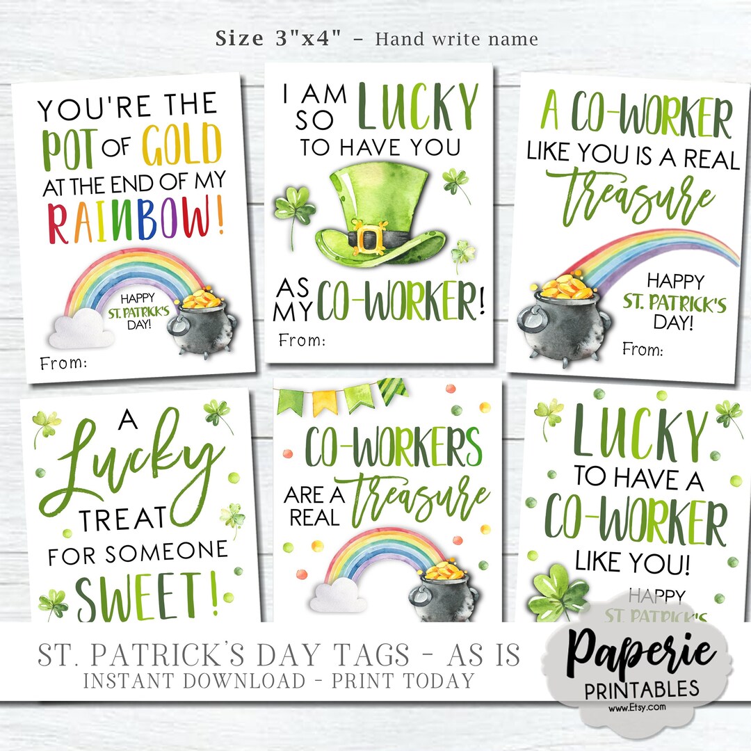 St. Patrick's Day Tags, Co-worker St. Patrick's Day Cards, Work St ...