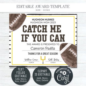 Editable Football Award Certificates: Team Party Printables (DIY W ...
