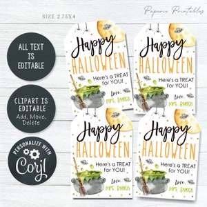 EDITABLE Happy Halloween Tag - Printable Halloween Favor Tags ...