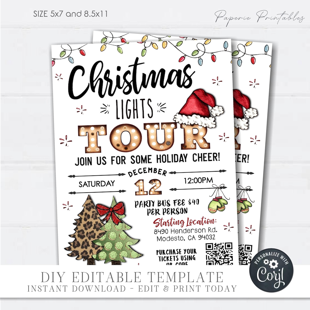 Editable Christmas Lights Tour Flyer Invitation (5x7 & 8.5x11) (digital ...