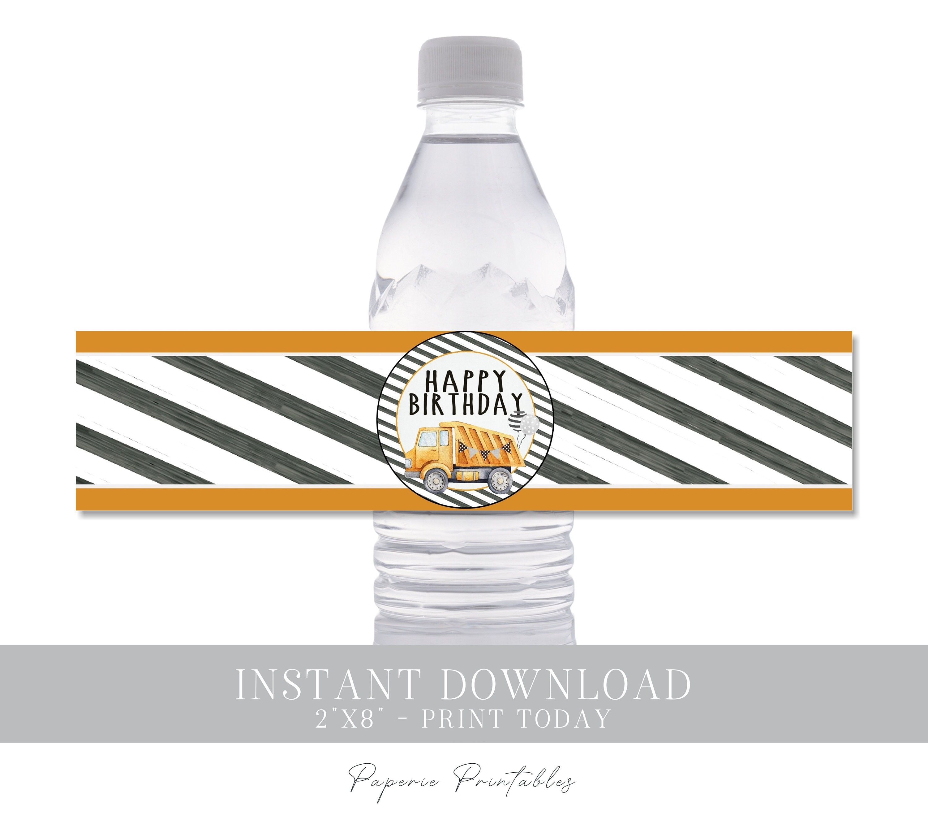 Construction Party Water Bottle Labels - Construction Party Water ...