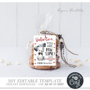 EDITABLE Puppy Valentine Cards, Dog Valentine Cards, School Valentine ...