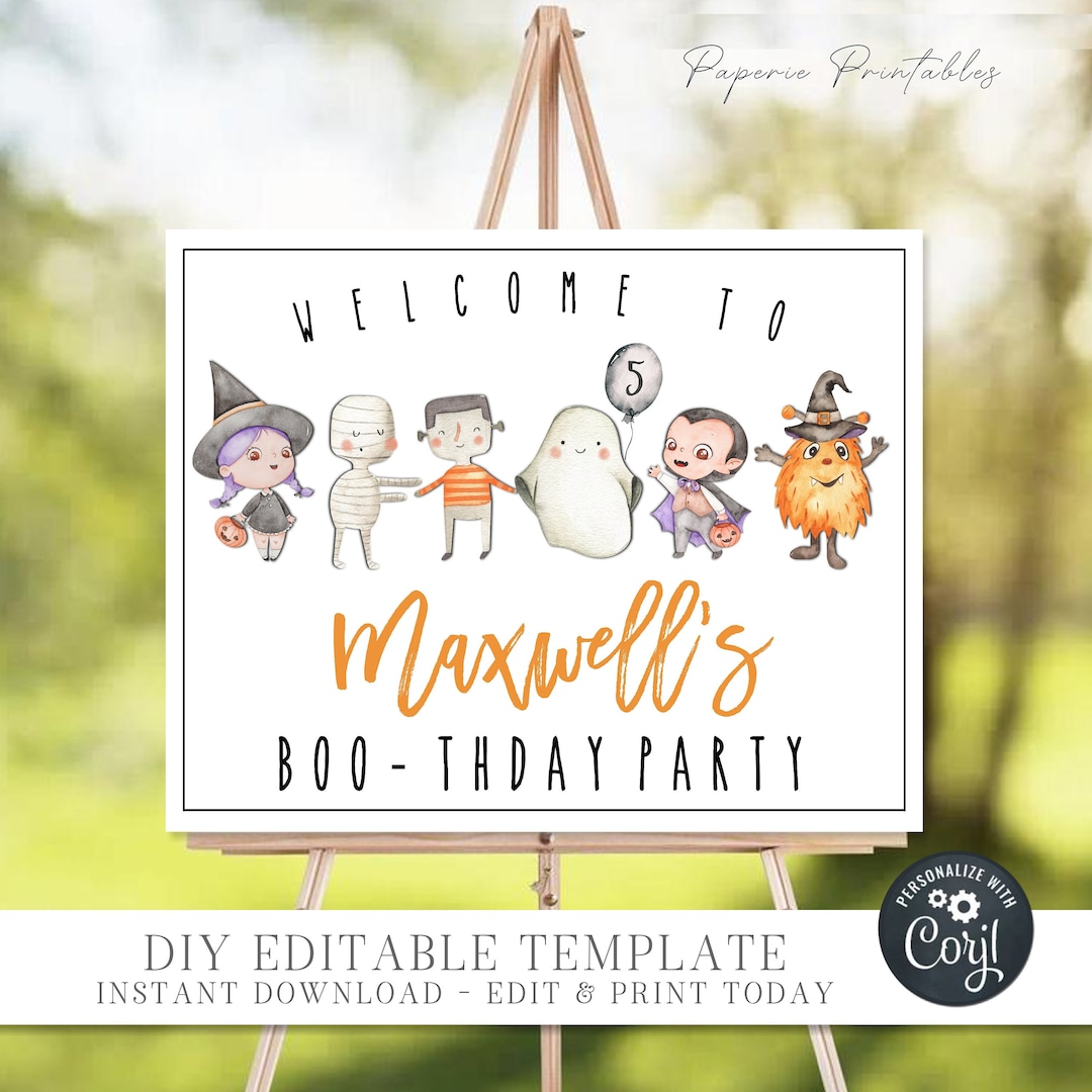 Editable Halloween Birthday Party Welcome Sign, Halloween Party Welcome ...