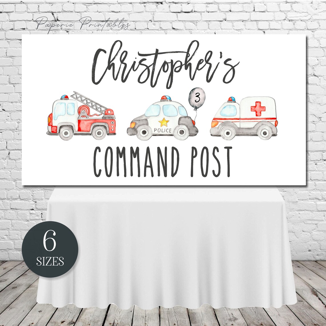 EDITABLE First Responders Birthday Decorations First - Etsy