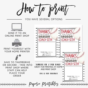 EDITABLE Baseball Coach Appreciation Gift Card Holder, Thanks for a ...