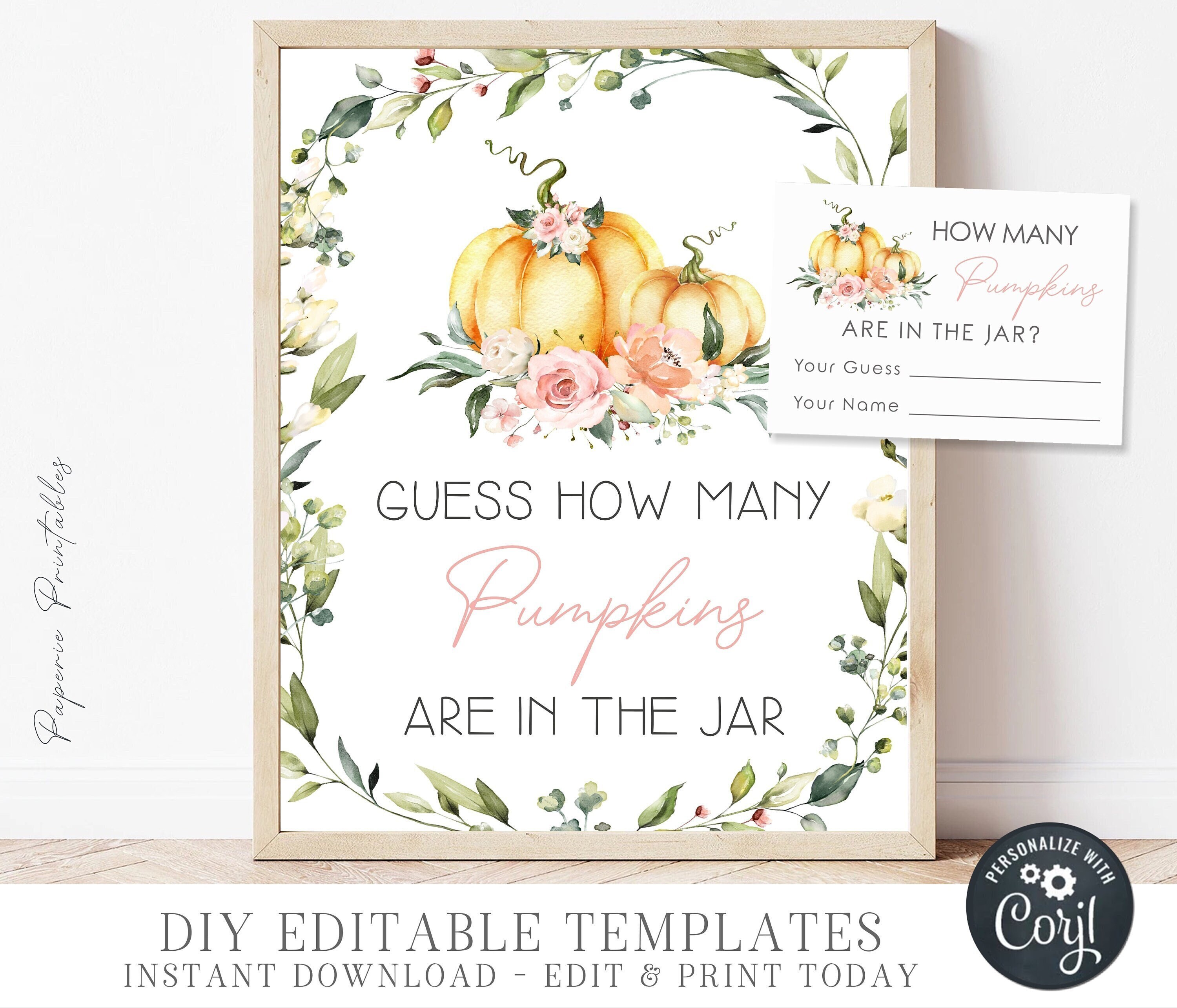EDITABLE Guess How Many Sign Pumpkin Guess How Many Baby - Etsy