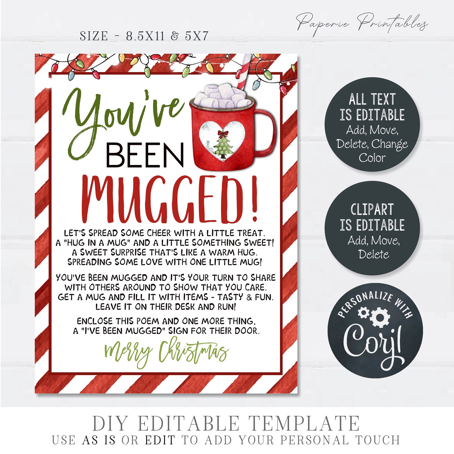 EDITABLE Office Christmas Game You've Been Mugged - Etsy