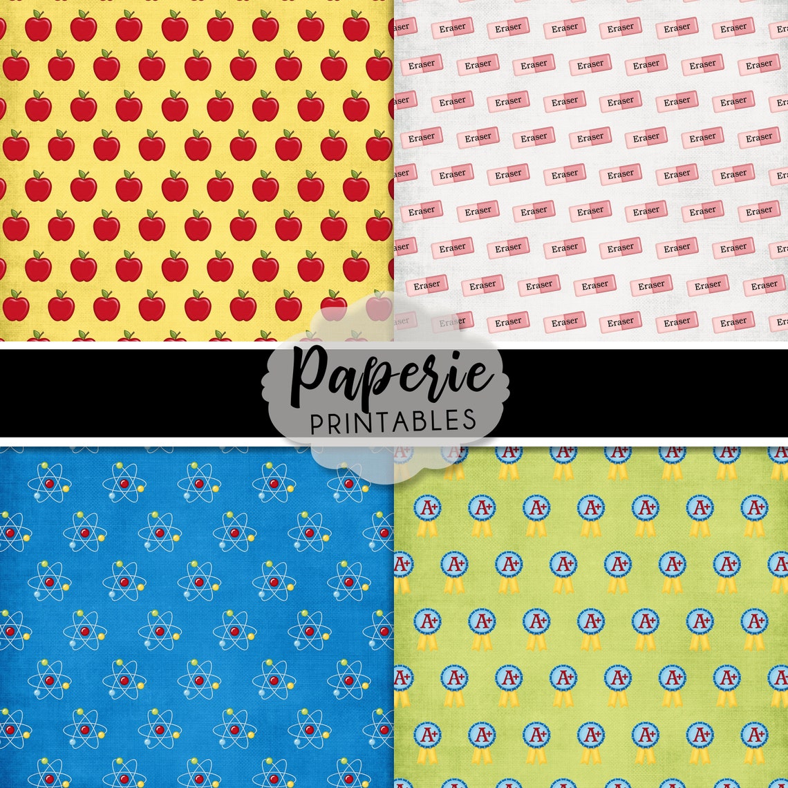Teacher Digital Paper 12x12 Digital Scrapbooking Paper 50 | Etsy