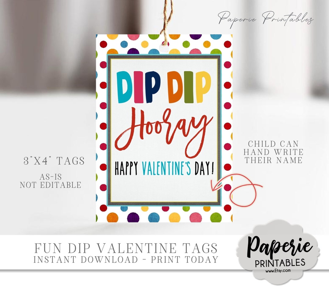 Fun Dip Valentine's Day Tags: Printable Kids Cards (instant Download ...