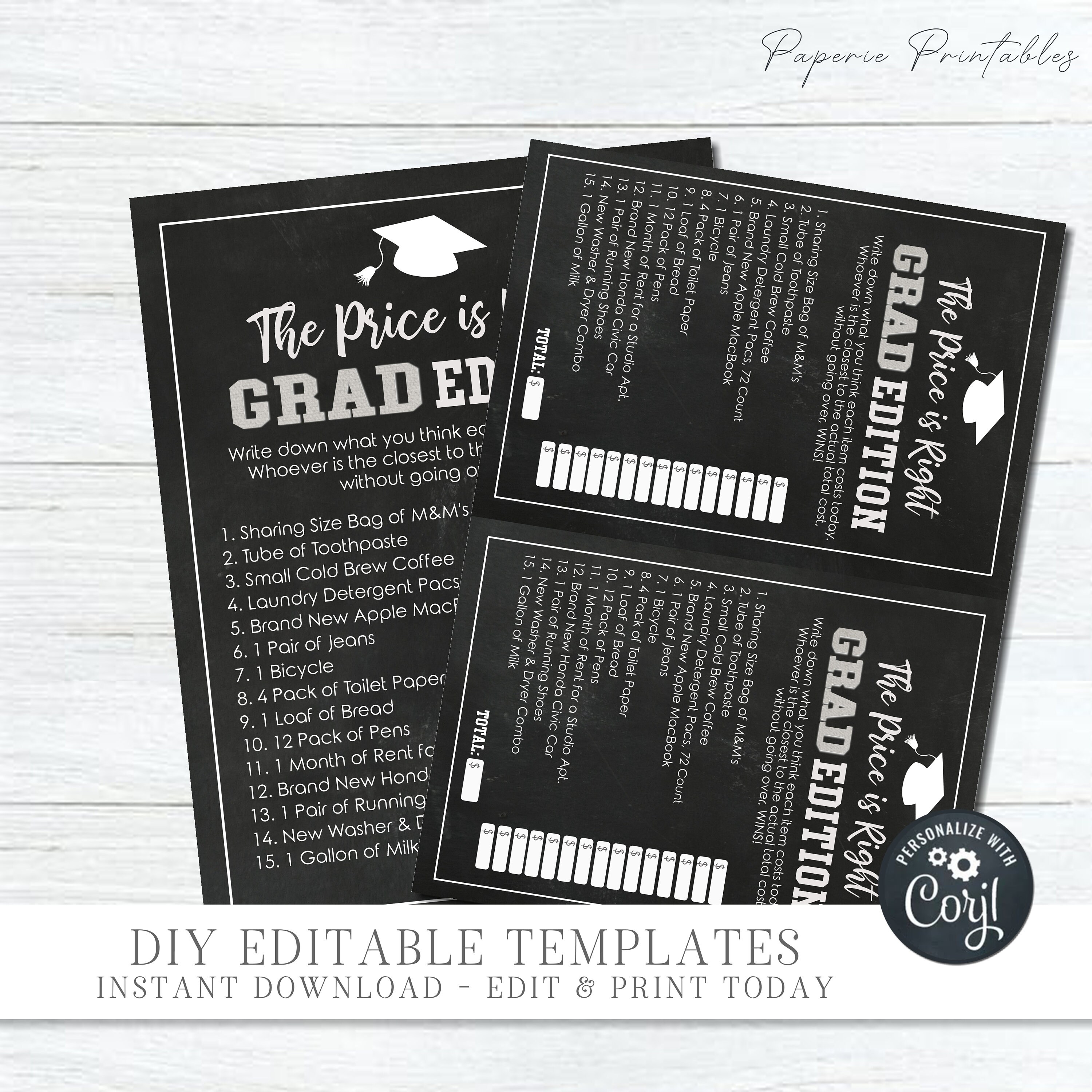 Editable Graduation Party Games Price is Right Graduation | Etsy