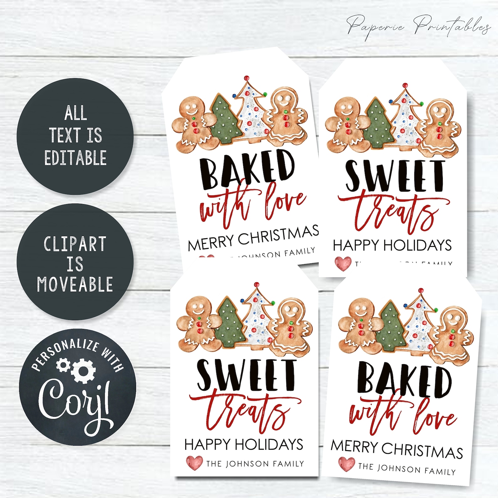 Editable Baked With Love Gift Tag Baked With Love Labels - Etsy