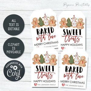 Editable Baked With Love Gift Tag, Baked With Love Labels, Christmas ...