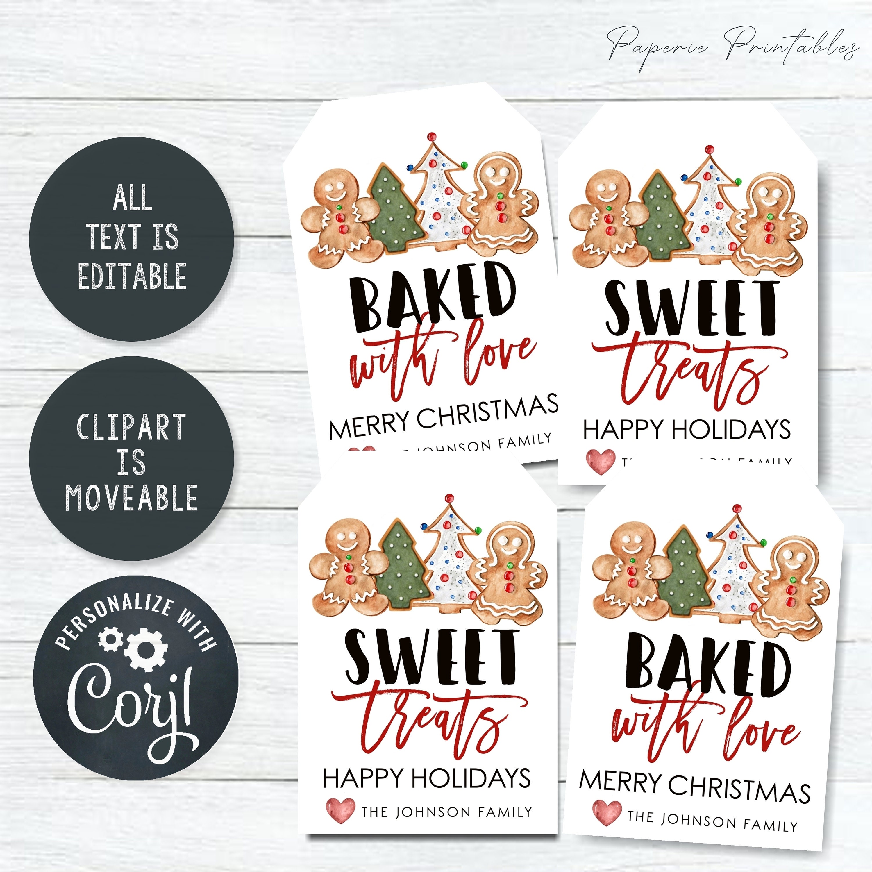 Editable Baked With Love Gift Tag Baked With Love Labels - Etsy