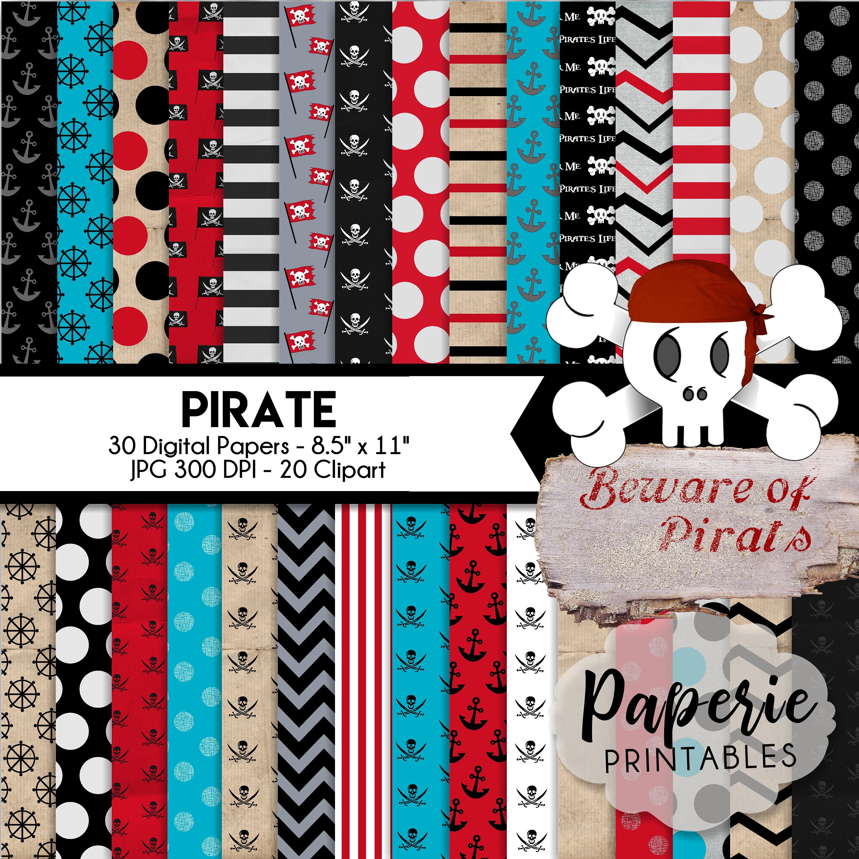 Pirate Digital Paper 8.5x11 Digital Scrapbooking Paper 30 - Etsy