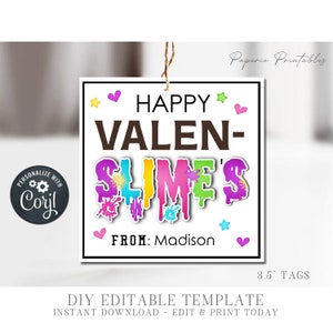 EDITABLE Slime Valentine Cards, Valen-slime Cards, School Valentine ...