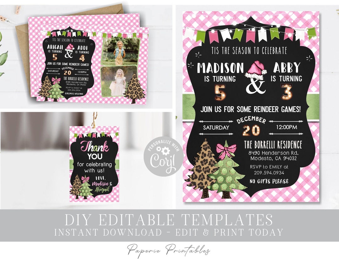 EDITABLE Christmas Birthday Bundle Sisters Christmas - Etsy