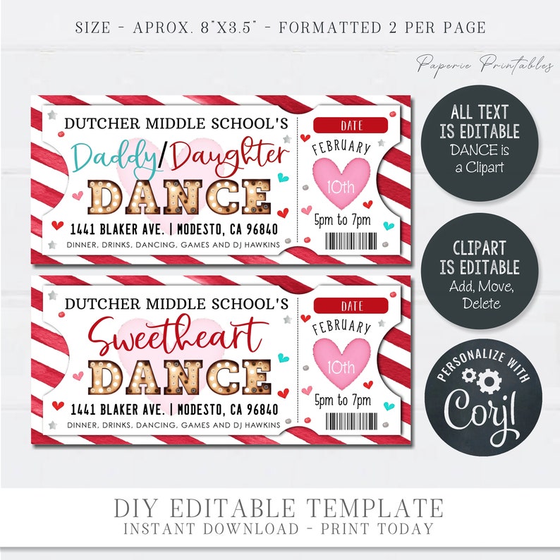 EDITABLE Daddy Daughter Dance Flyer and Ticket Combo - Etsy