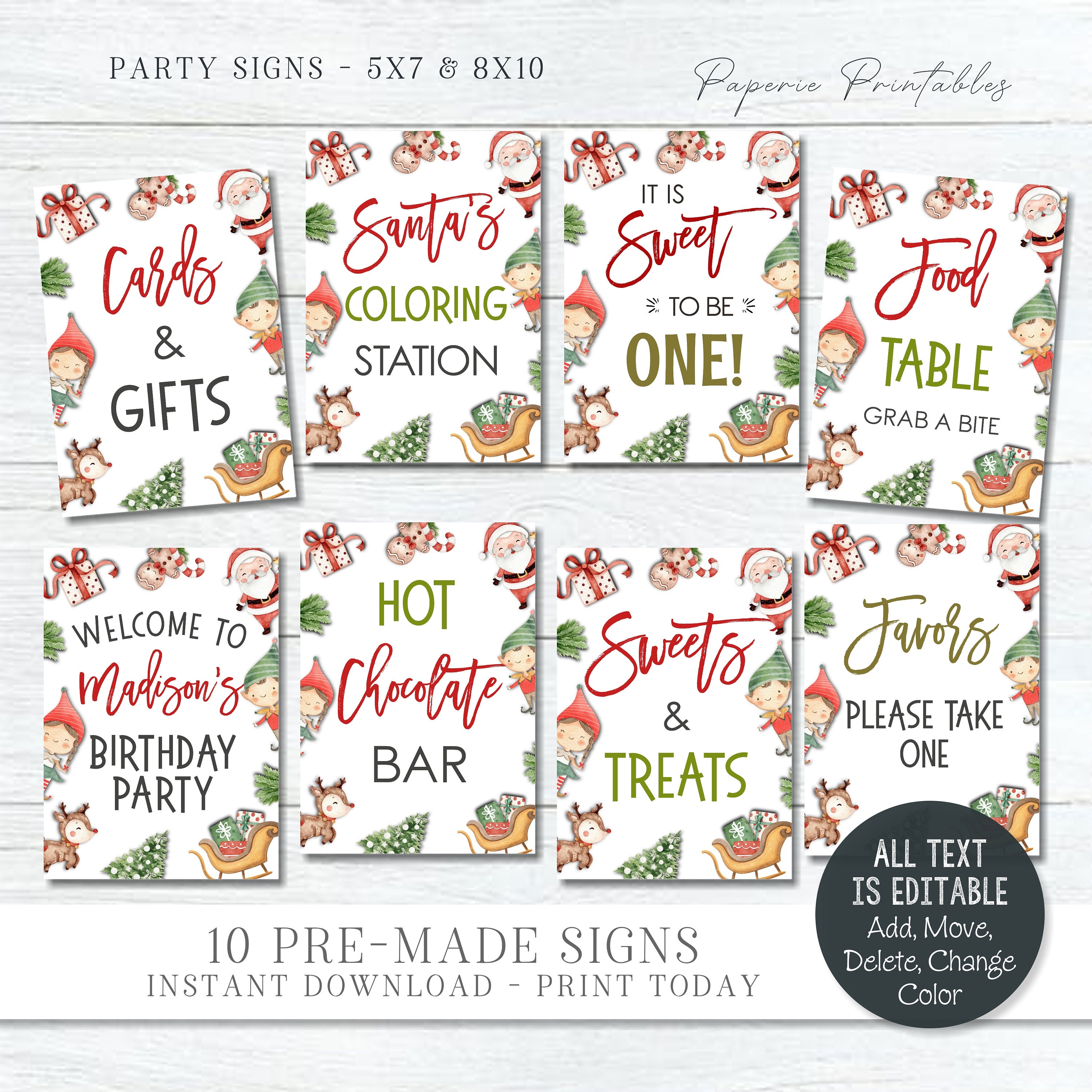 EDITABLE Christmas Party Signs DIY Christmas Birthday Party | Etsy