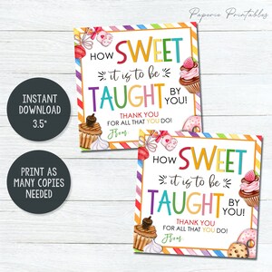 EDITABLE Teacher Appreciation Gift Tag, SWEETS Teacher Appreciation Tag ...