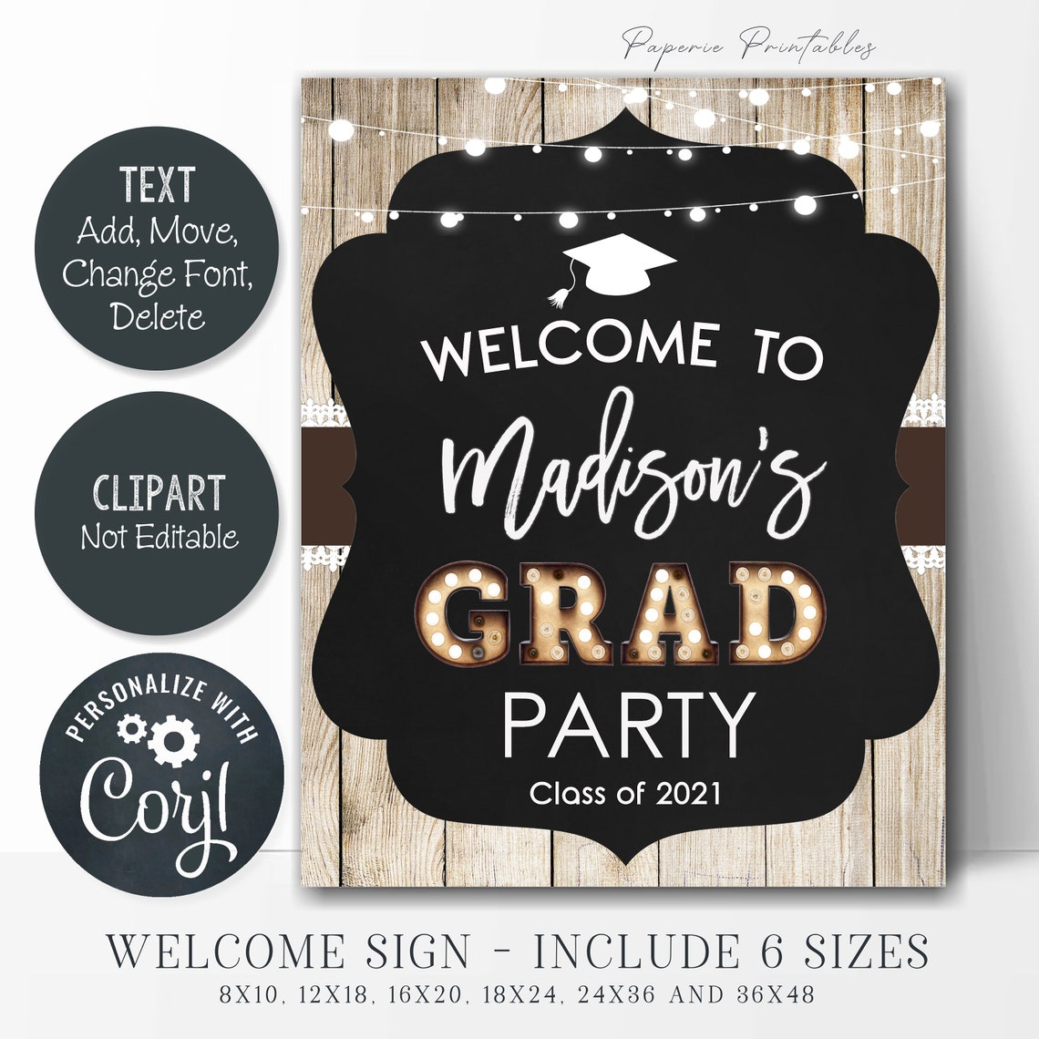 EDITABLE Graduation Party Welcome Sign Graduation Party | Etsy