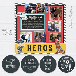 EDITABLE Police Scrapbooking Album Pages, Scrapbooking Quick Pages ...