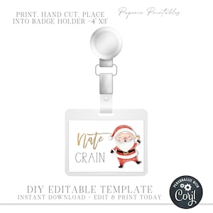 Editable Christmas Name Tag Labels, Name Tags, Holiday Name Tag Labels ...