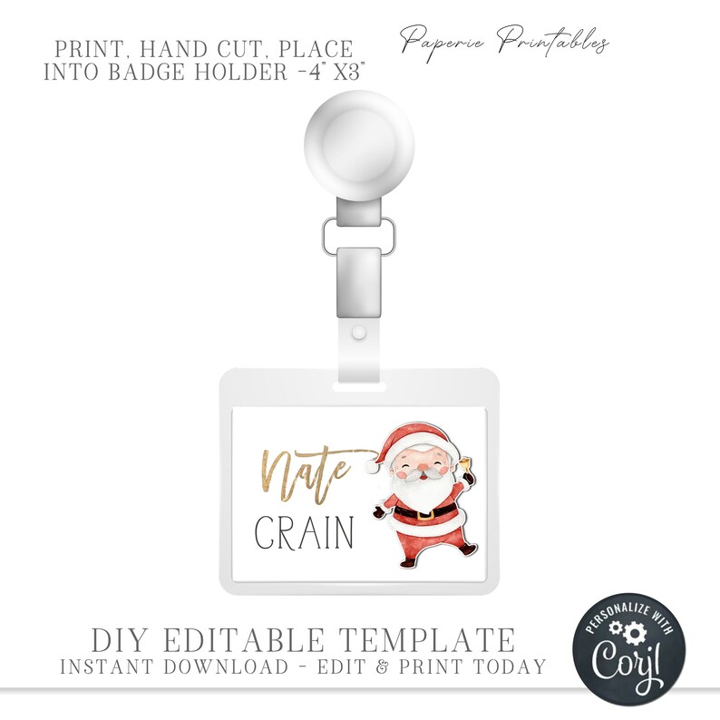 Editable Christmas Name Tag Labels, Name Tags, Holiday Name Tag Labels ...