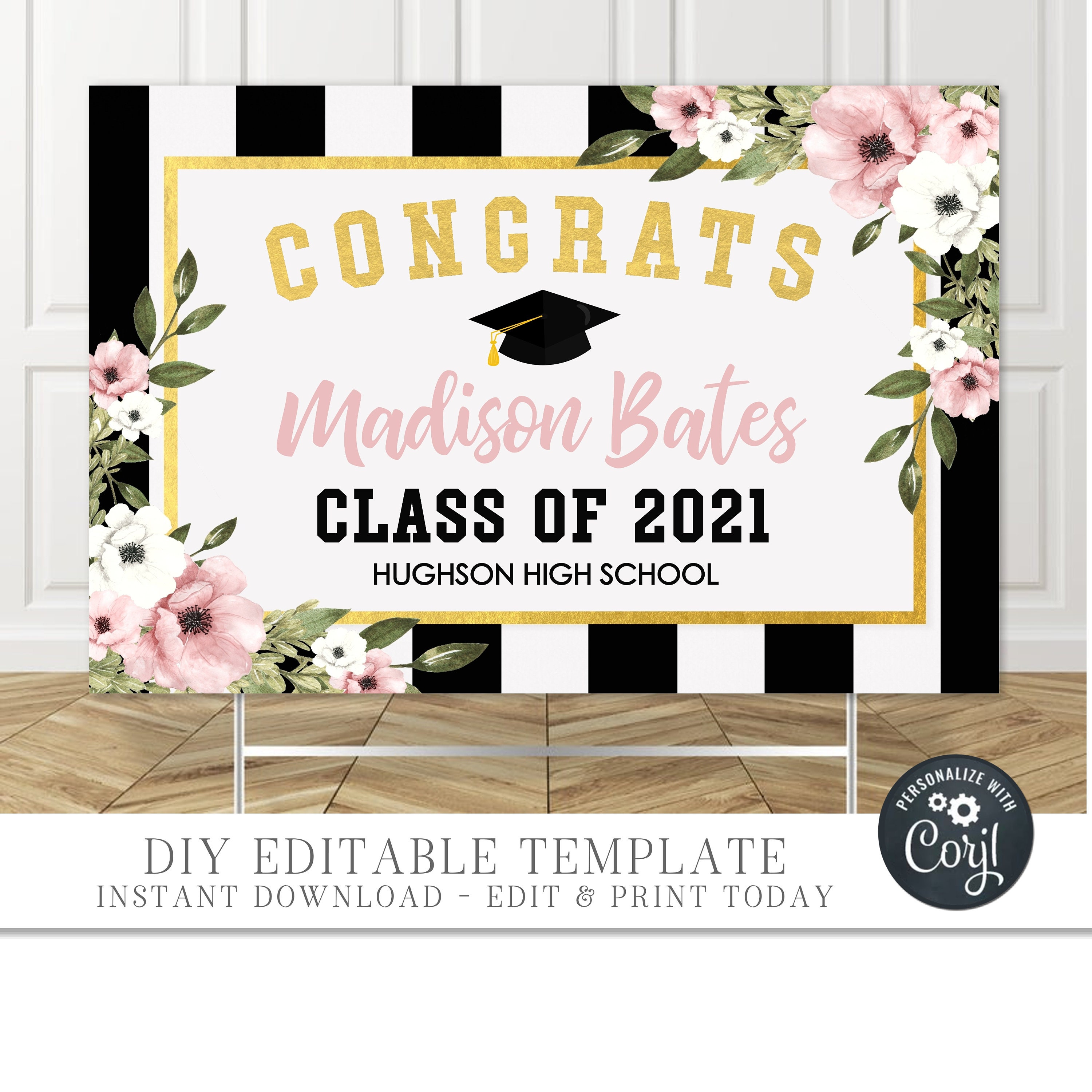 EDITABLE Graduation Yard Sign Congrats to our Graduate Yard | Etsy