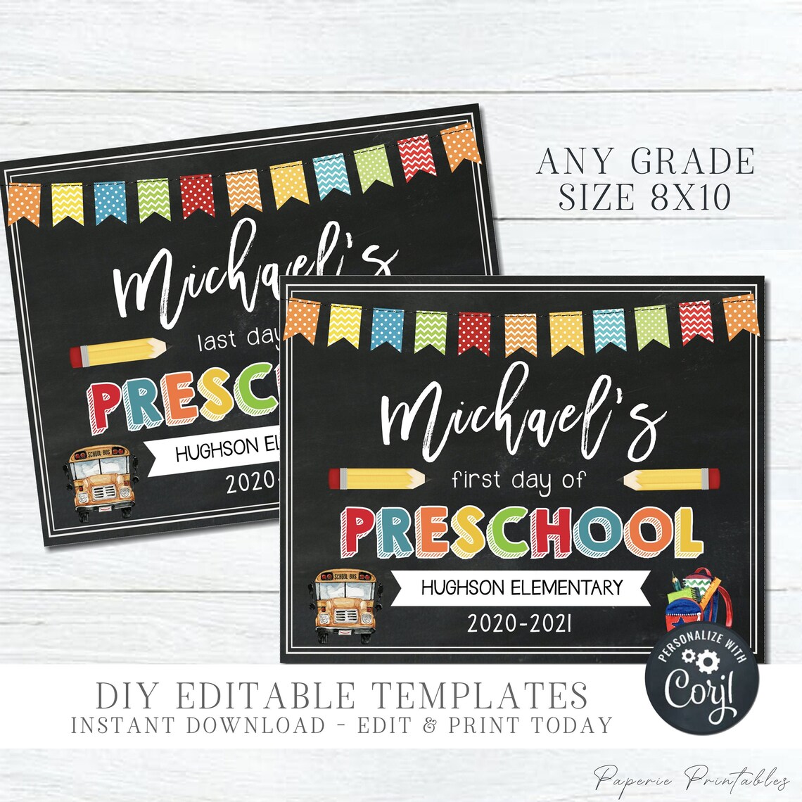 Editable First and Last Day of School Sign: Photo Prop (digital ...