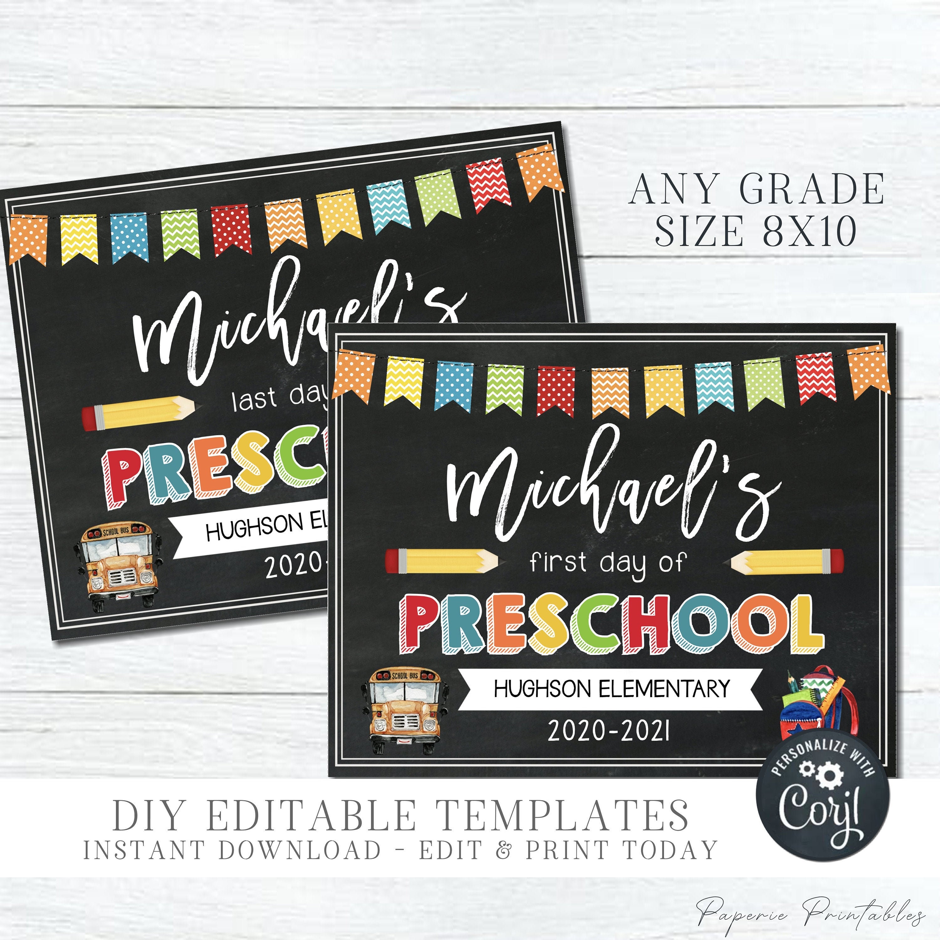 Editable First and Last Day of School Sign: Photo Prop (digital ...