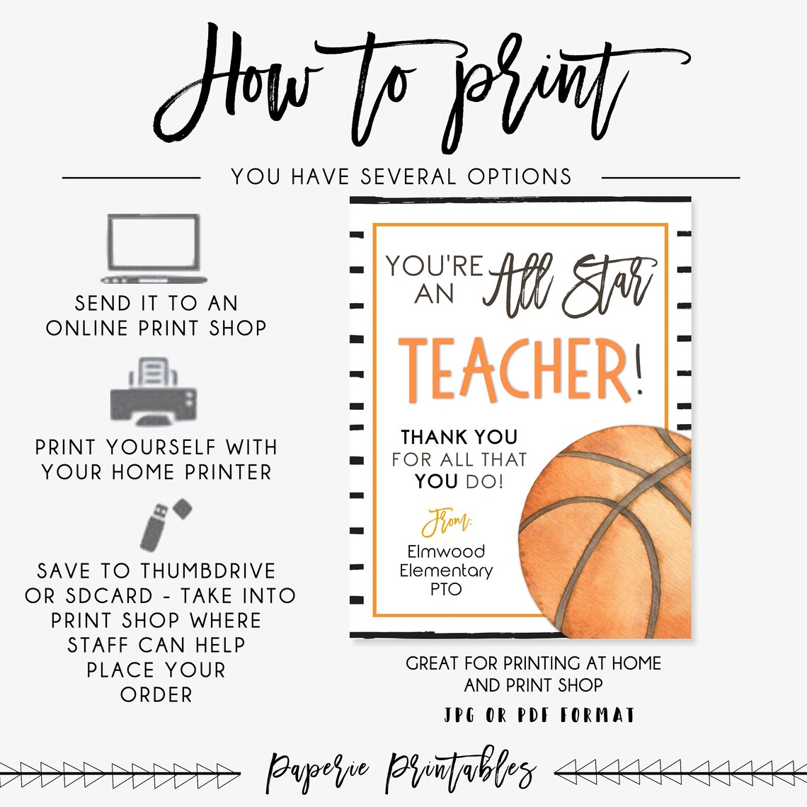 Basketball Teacher Appreciation Sign: Editable All Star Design (digital ...