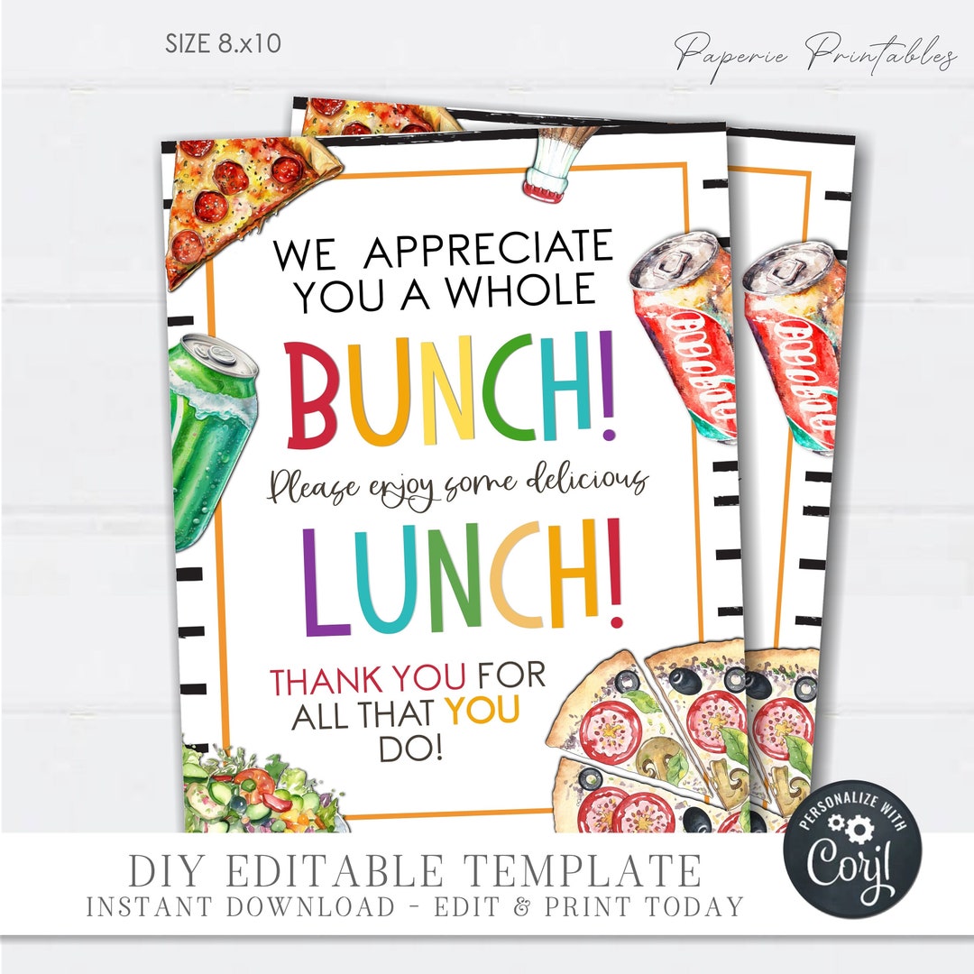 EDITABLE Lunch Appreciation Sign, Lunch Teacher Appreciation Sign ...