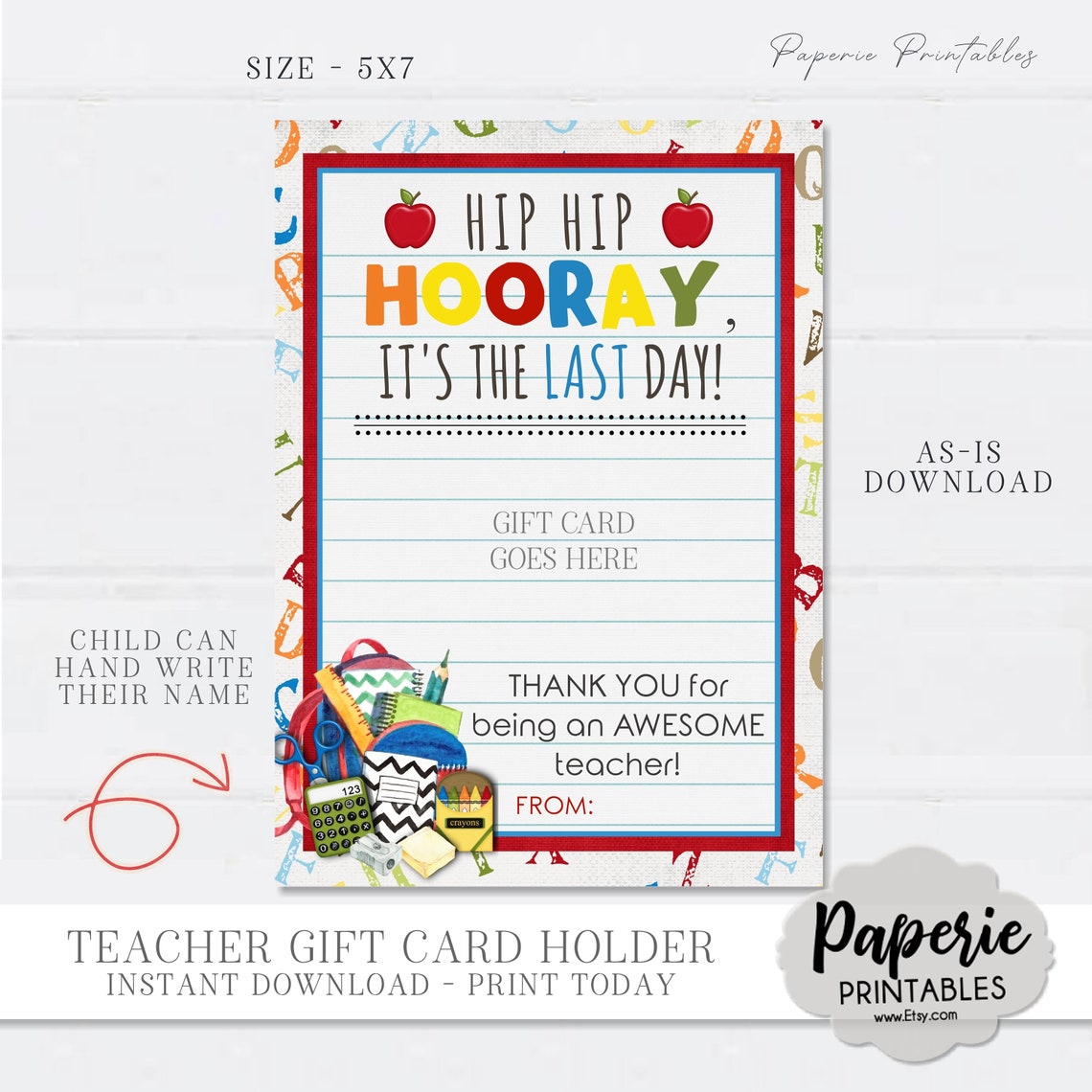 EDITABLE Last Day of School Teacher Gift Tag Teacher - Etsy