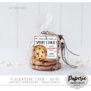 Cookie Valentine Cards for Kids, Kids Valentine Cards, Cookie Valentine ...