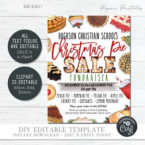 EDITABLE Christmas Pie Sale Flyer, Christmas Pie Fundraiser Flyer ...
