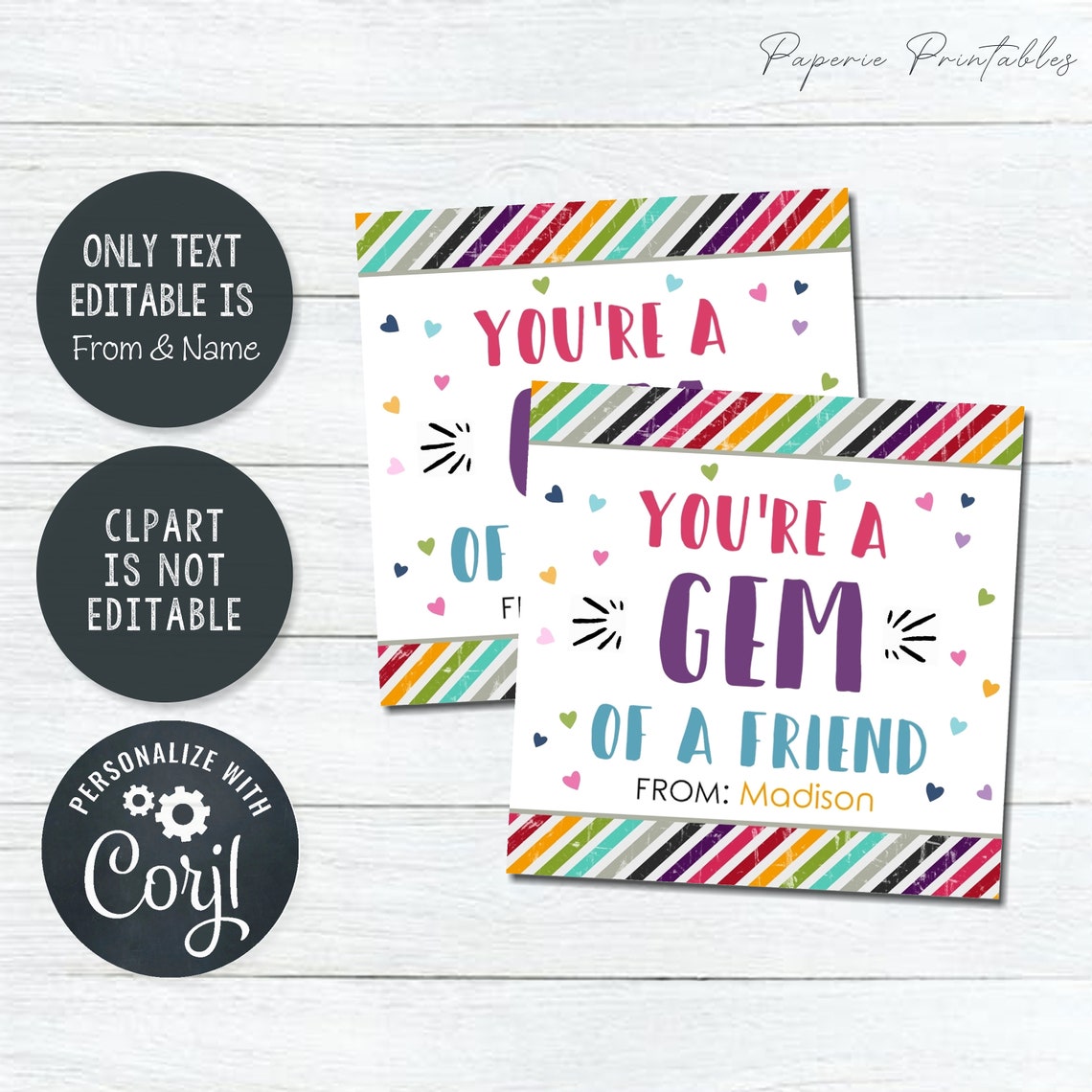 EDITABLE Ring Pop Valentine Tag Kids Valentine Cards You - Etsy