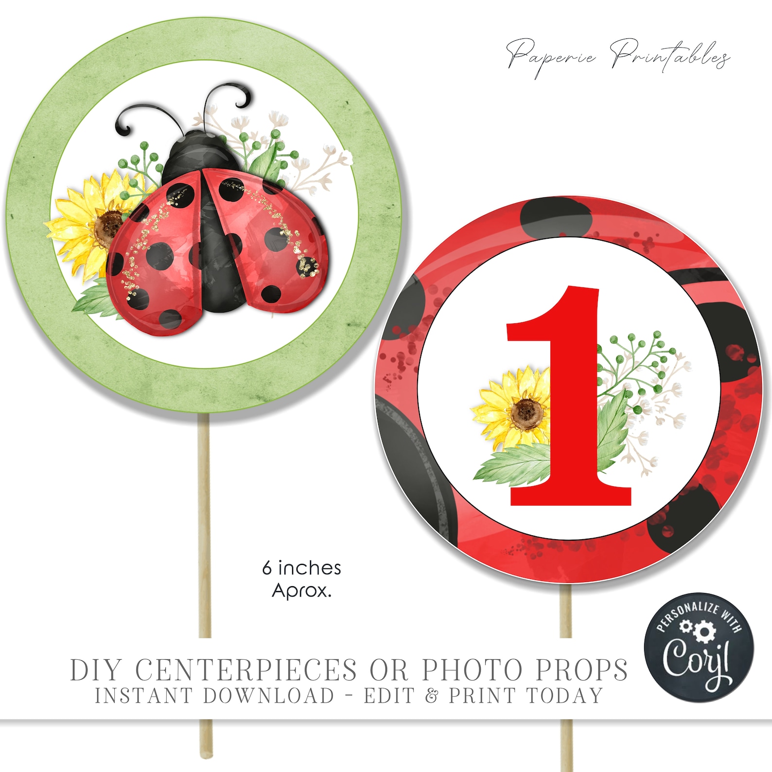 EDITABLE Ladybug Party Decorations Ladybug Birthday - Etsy