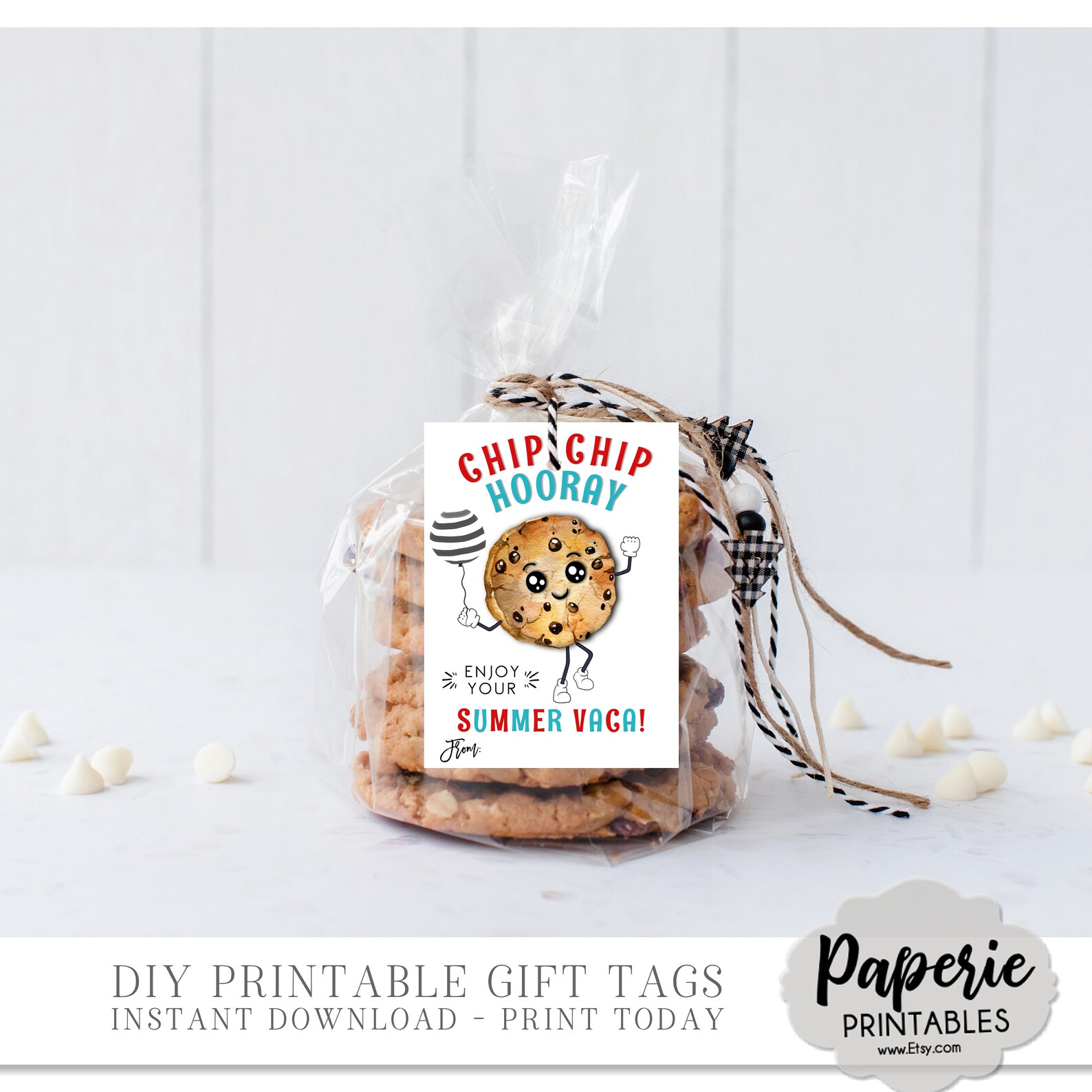 EDITABLE Chip Chip Hooray It is Summer VACAY, End of School Teacher ...