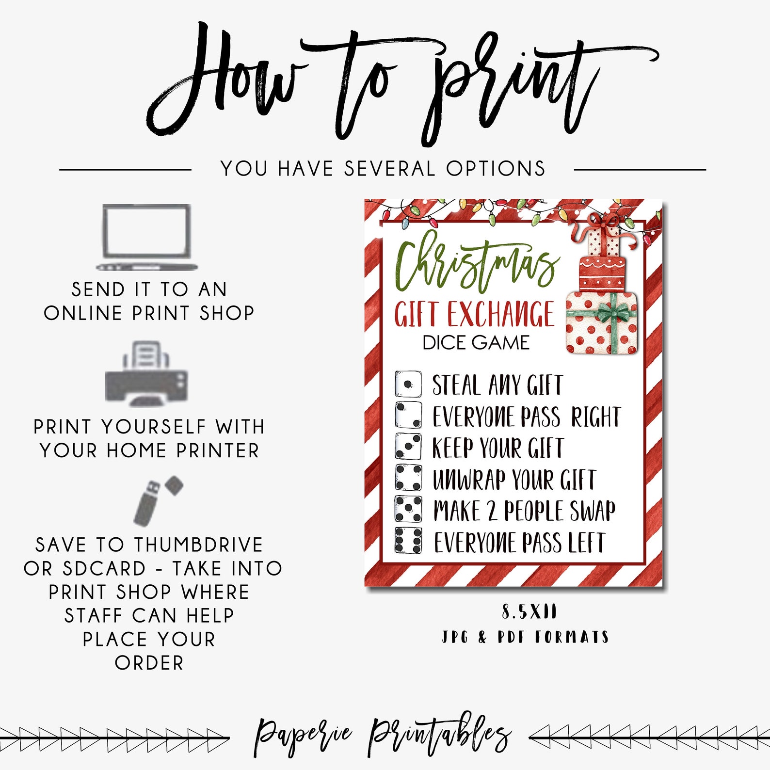 Christmas White Elephant Gift Exchange Rules Printable, Christmas Gift ...