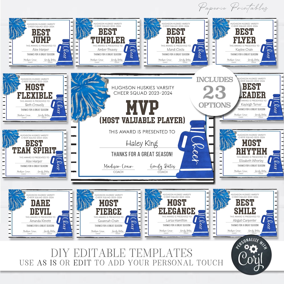 Editable Cheerleading Awards, End of Season Award, Cheer Team Party ...
