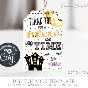 EDITABLE Halloween Birthday Party Favor Tags Spooktacular Birthday Tag ...
