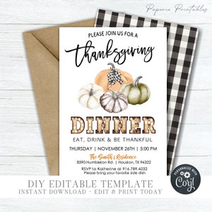 EDITABLE Thanksgiving Party Template Friendsgiving Dinner Printable ...